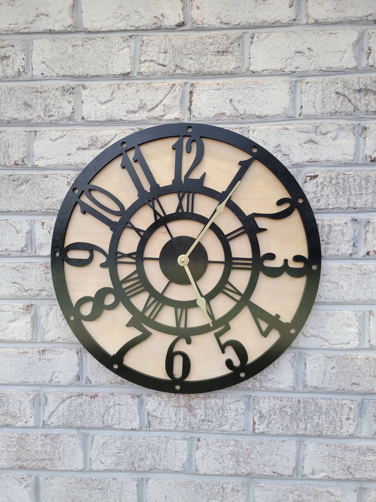 Wall clock 19.75 inches, natural wood color dial, quiet mechanism ...